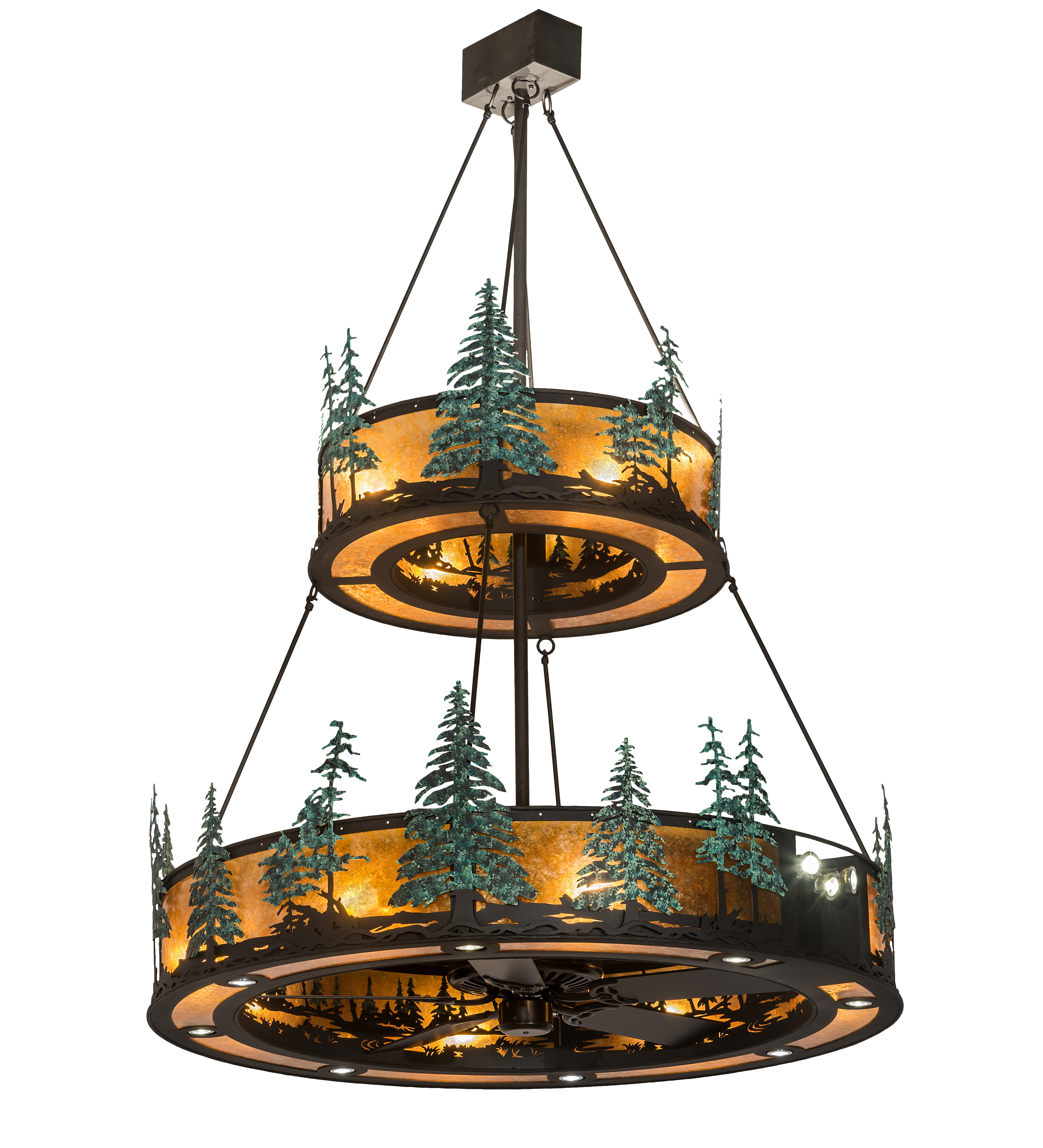 Meyda Lighting Rustic 27 Light Chandel-Air in Wrought Iron Finish 55 ...