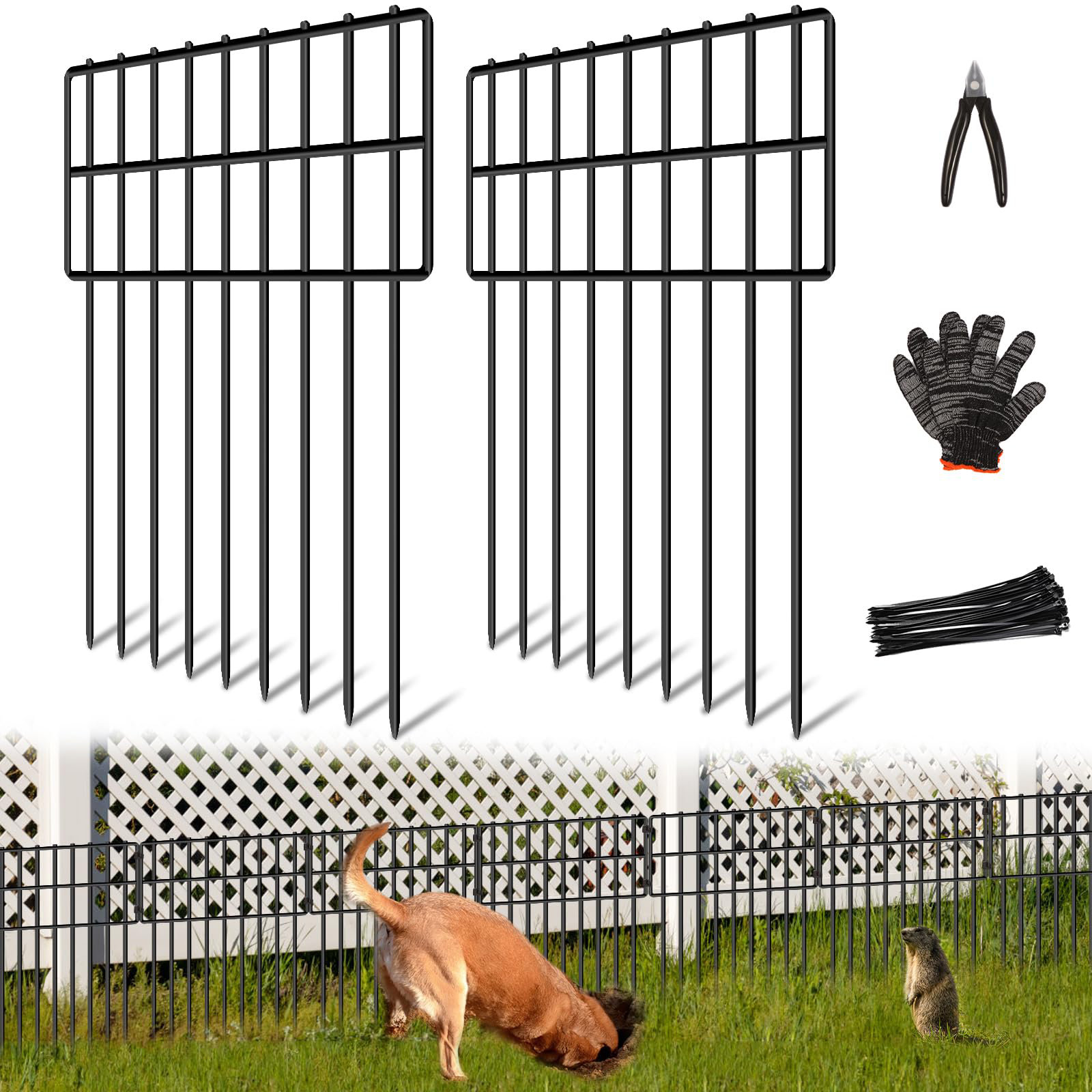 Arlmont & Co. 10 Panels Garden Fencing Animal Barrier, 17in (H) X 10 ...