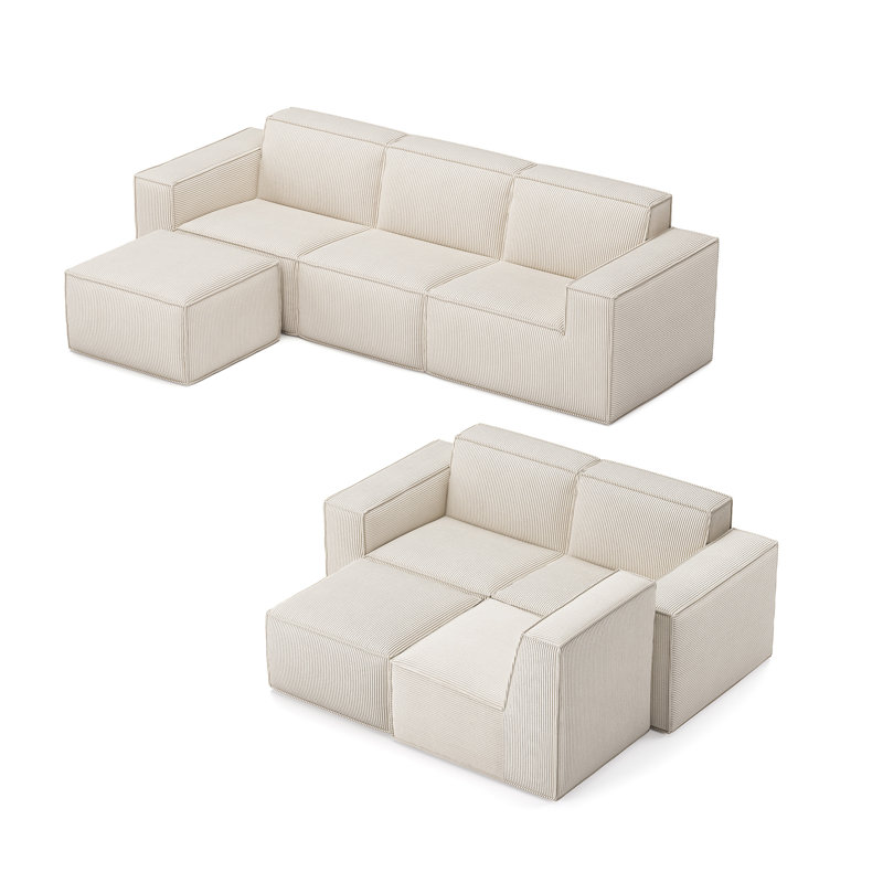 Ebern Designs L-Shaped 3 Seat Modular Cloud Sectional Sofa | Wayfair