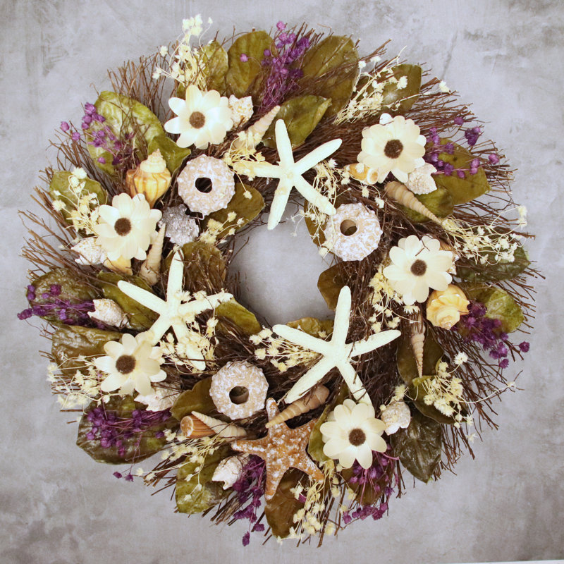 The Holiday Aisle® 22" Shell Wreath | Wayfair
