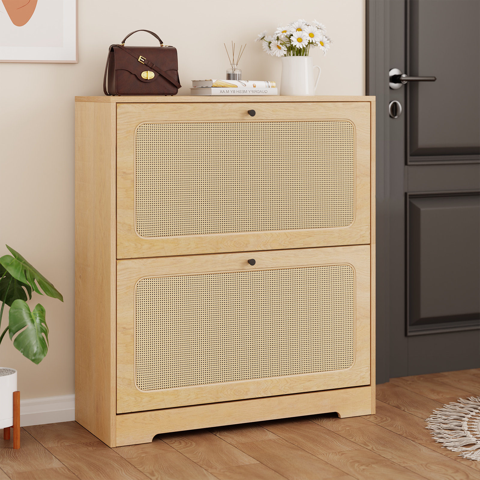 Bay Isle Home™ 16 Pair Shoe Storage Cabinet, Boho Shoe Storage ...