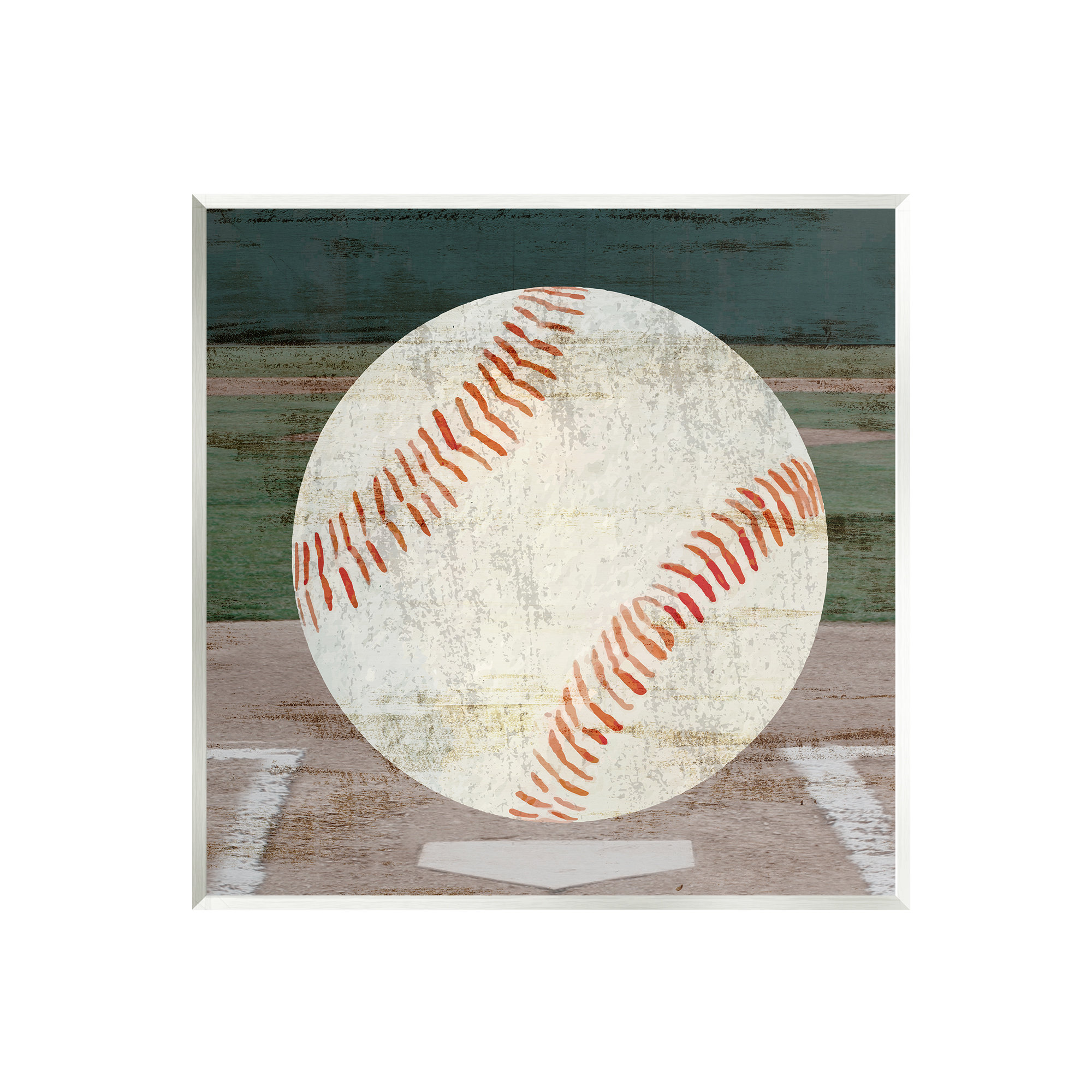 Stupell Industries Bb-705-Wood Rustic Baseball On Field On MDF by Kim ...