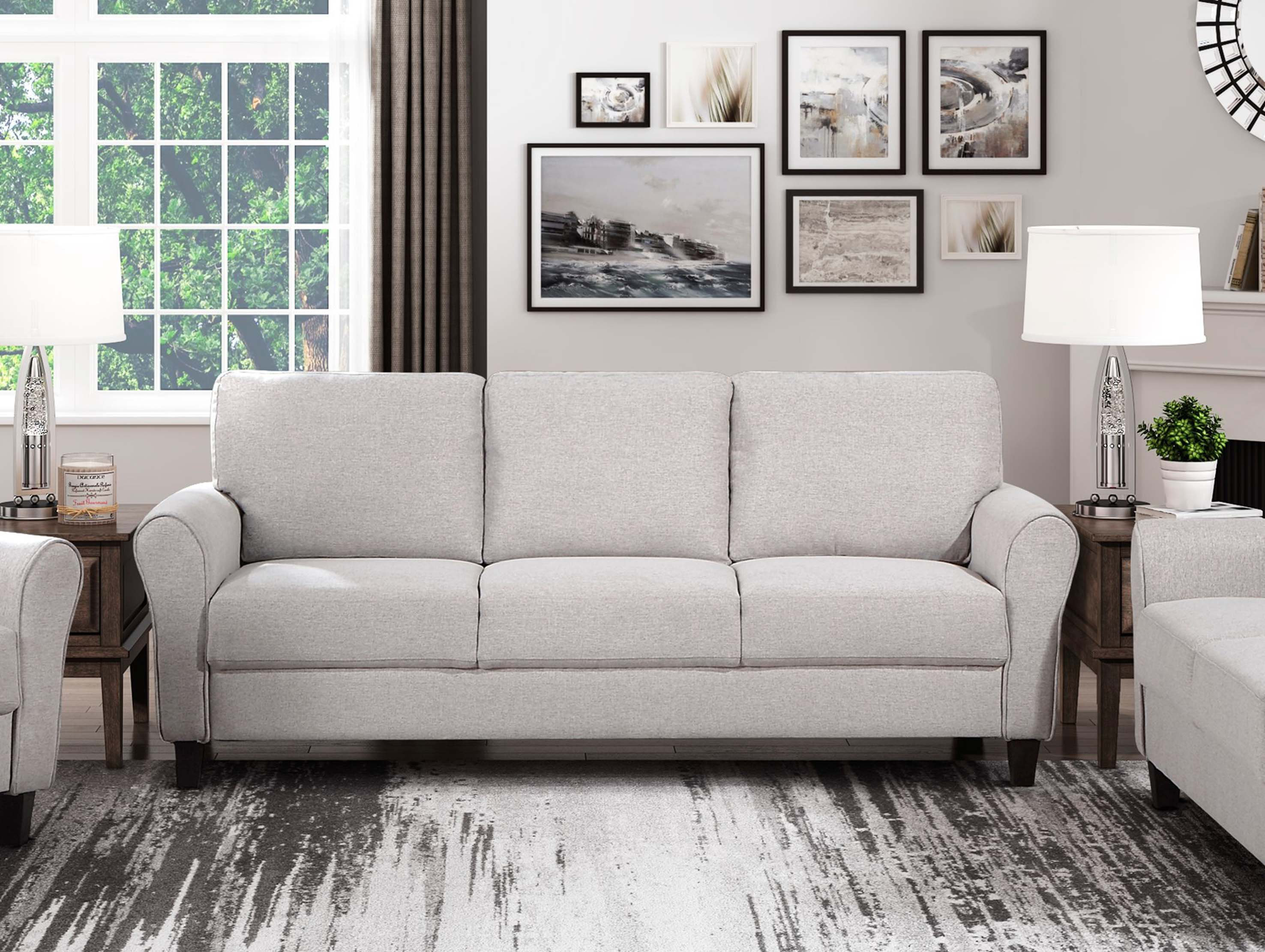 Hokku Designs 80.5"W Modern Transitional 3-Seat Sofa With Attached ...