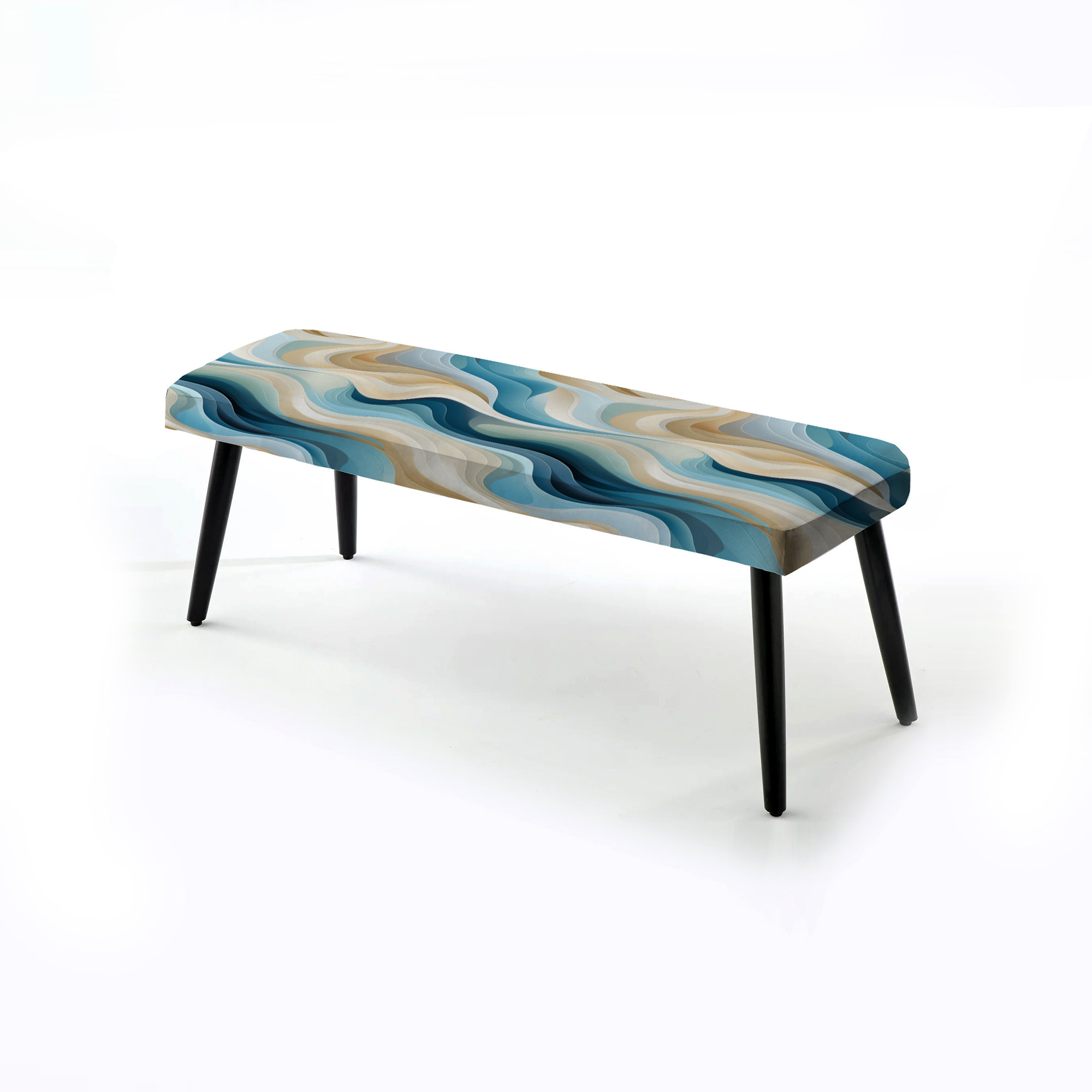 Design Art Coastal Harmony - Abstract Upholstered Black Bench | Wayfair