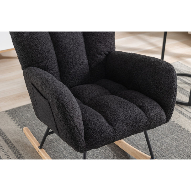 George Oliver Soft Teddy Fabric Rocking Chair for Nursery | Wayfair