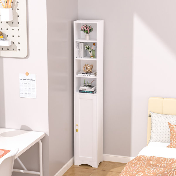 Latitude Run® 71" Tall Narrow Bookcase With Doors Storage, Minimalist ...