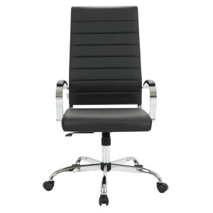 Orren Ellis Mulkey High-Back Leather Office Chair with Adjustable ...