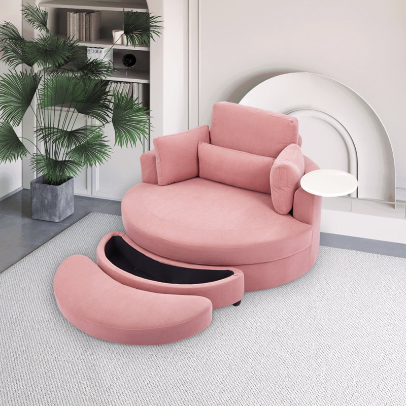 Latitude Run® Lasean 51'' Wide Swivel Barrel Chair and Ottoman ...
