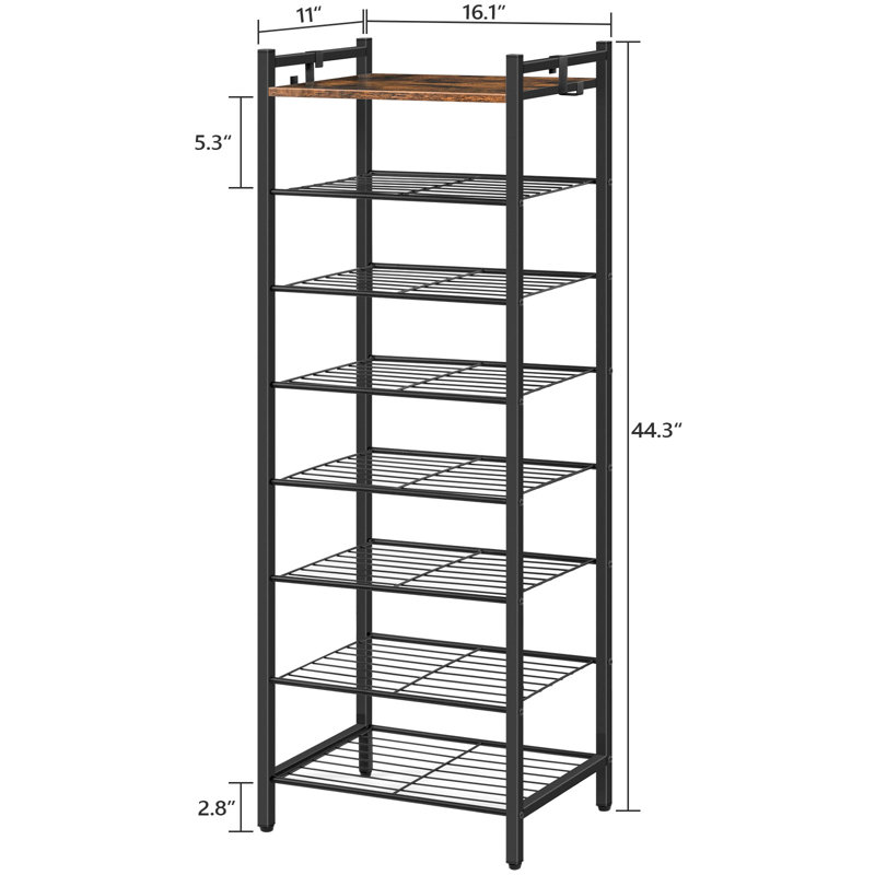 17 Stories 8 Tier 16 Pair Narrow Shoe Rack Shoe Shelf Storage Unit with ...