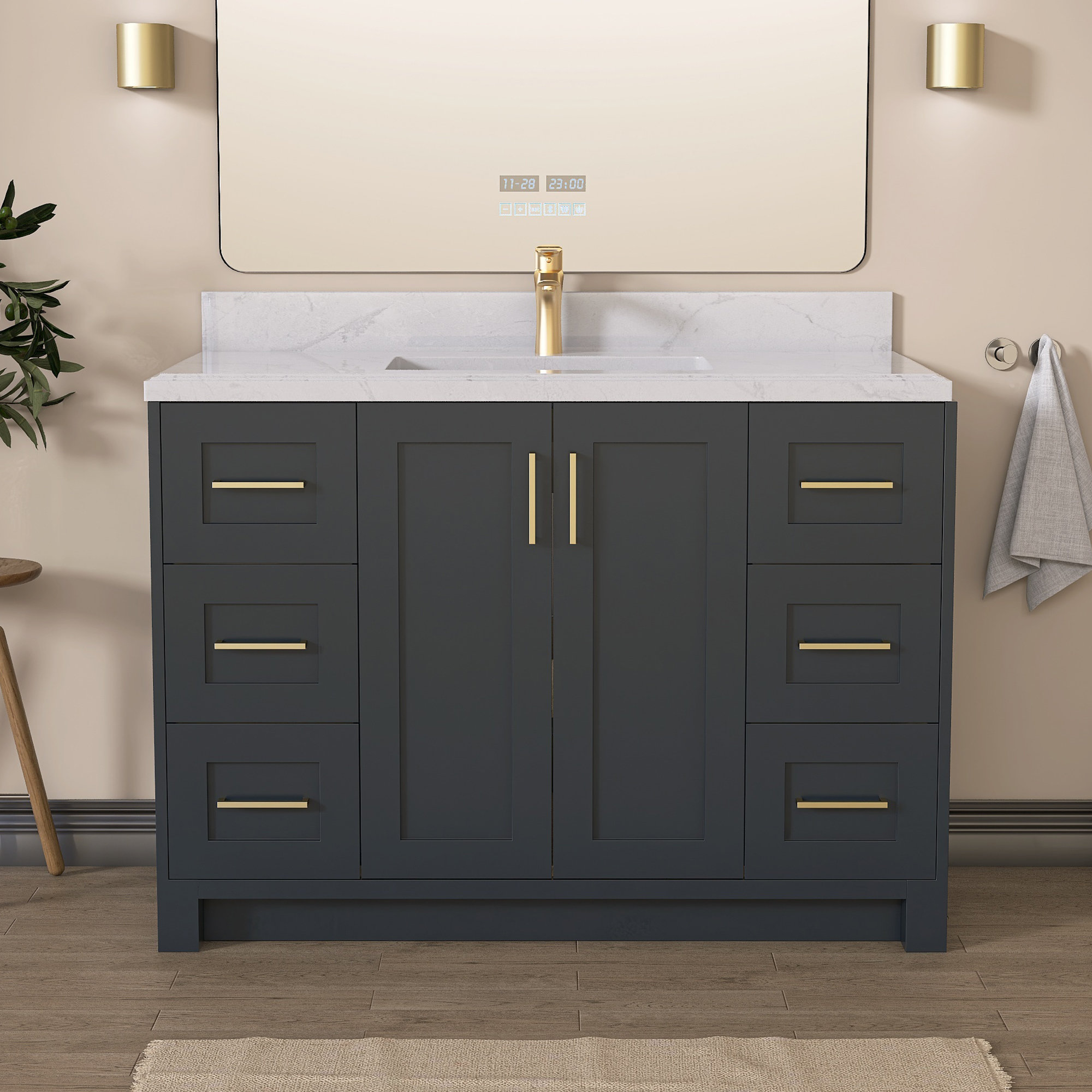 Ogonbrick Bathroom Vanity Base Solid Wood 48'' Single Bathroom Vanity ...