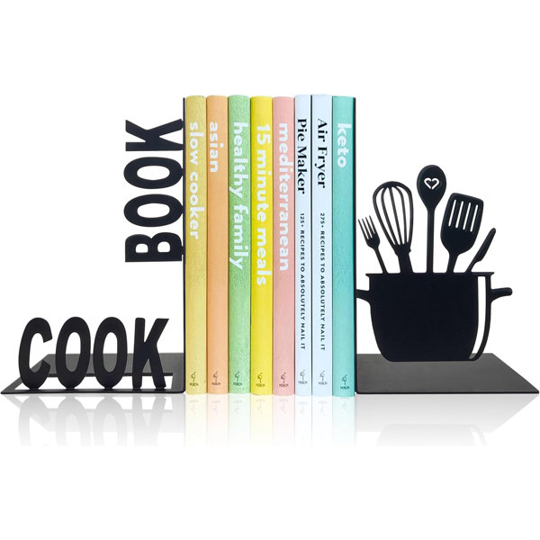 Red Barrel Studio® Decorative Kitchen Book Ends, Unique Metal Cookbook ...