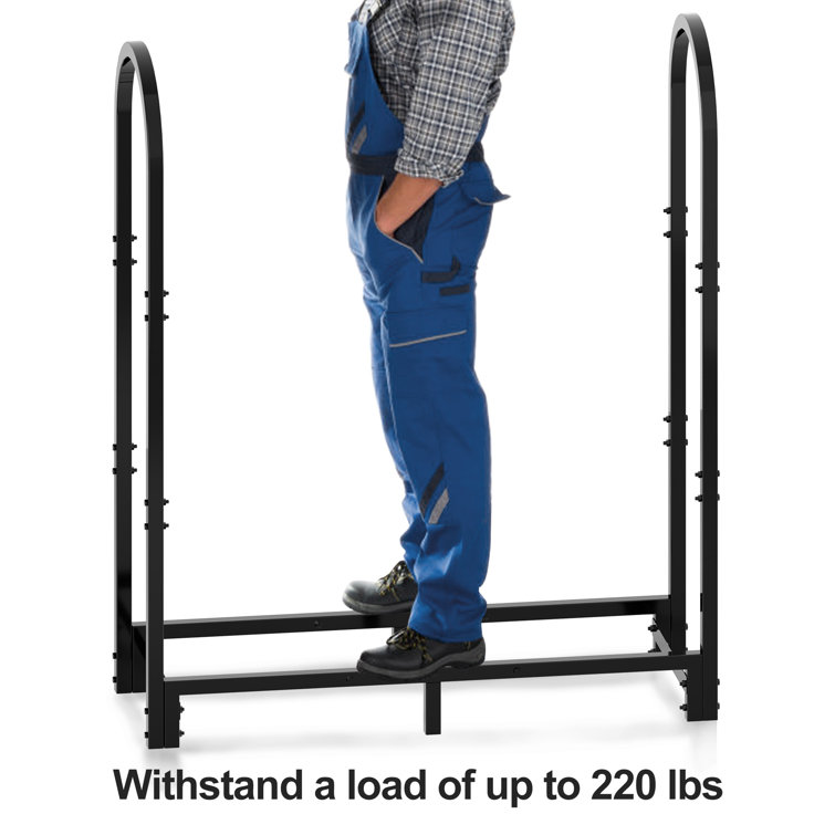 17 Stories Weathertop 36'' W x 12" D Metal Log Rack, Wood Storage ...