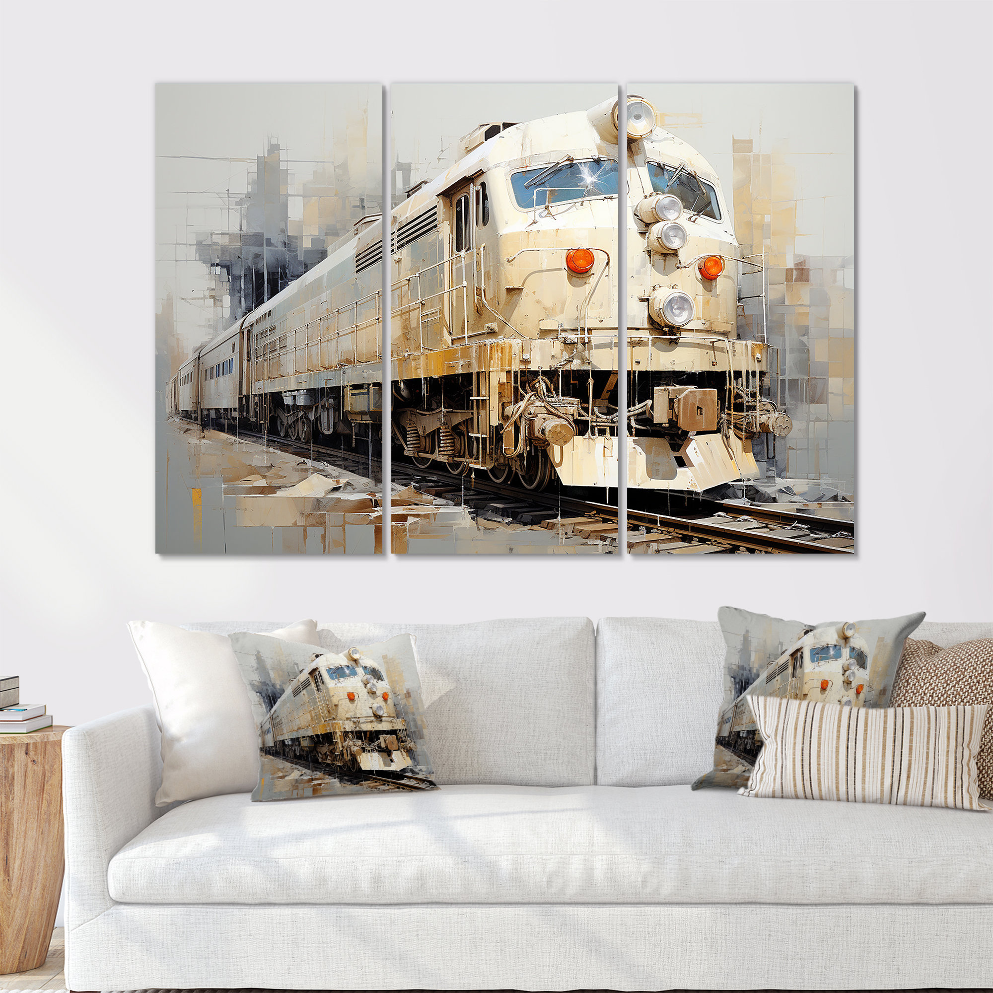 Trent Austin Design® Vintage White Train Dream I - Train Canvas Wall ...