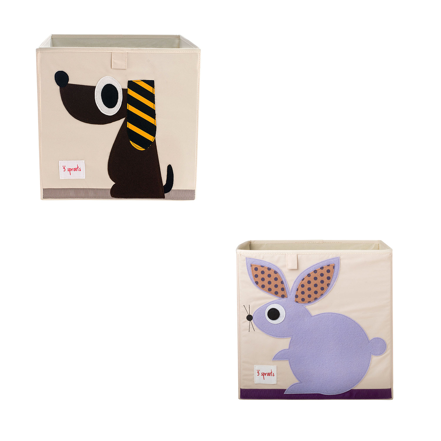3 Sprouts Fabric Storage Cube Box Toy Bin, Brown Dog & Bunny Rabbit (2 ...