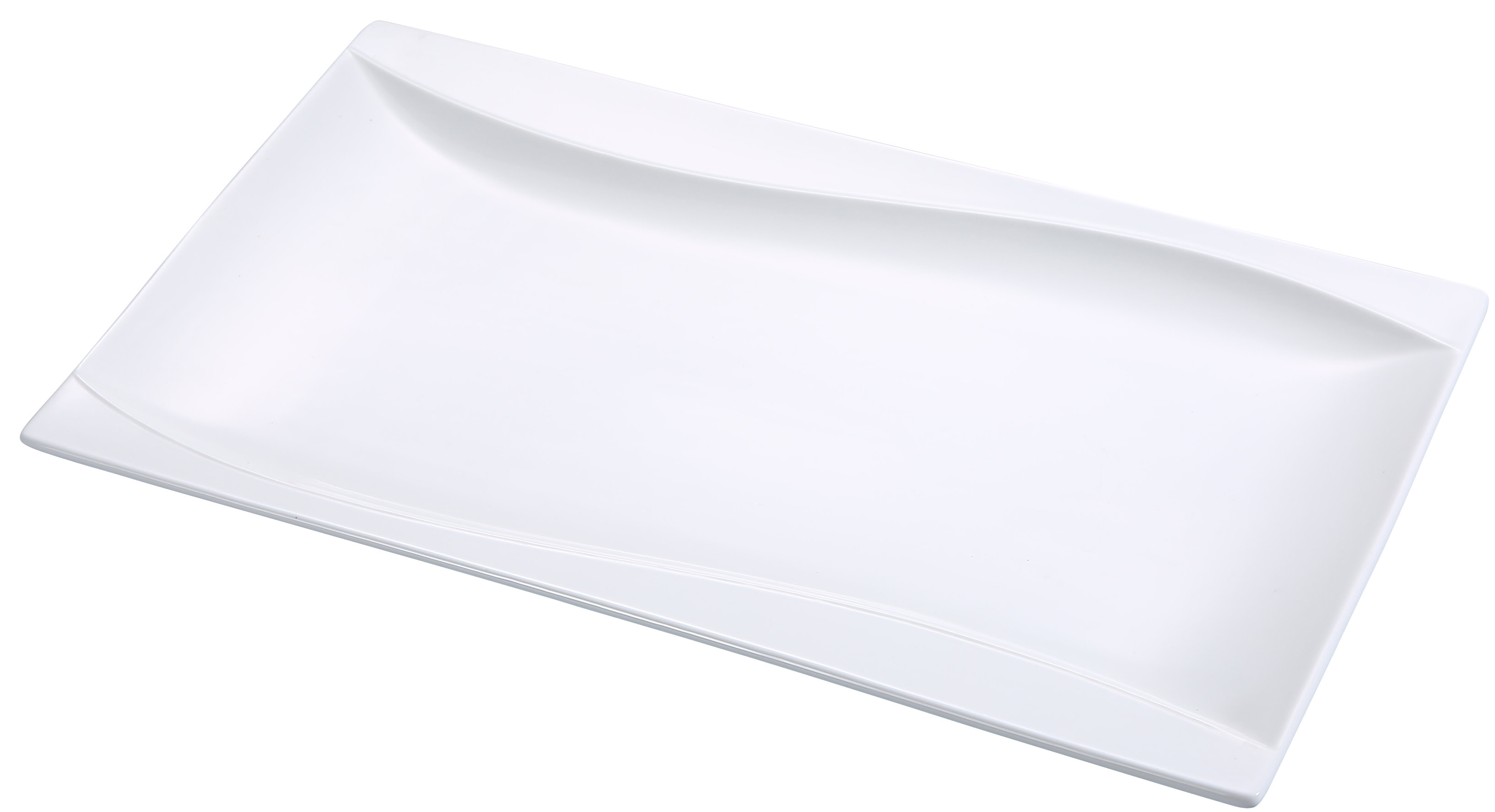Yanco SW-211 Sea Wave Rectangular Plate, 7" Width, 11" Length, Bone China, Bone White Colour ...