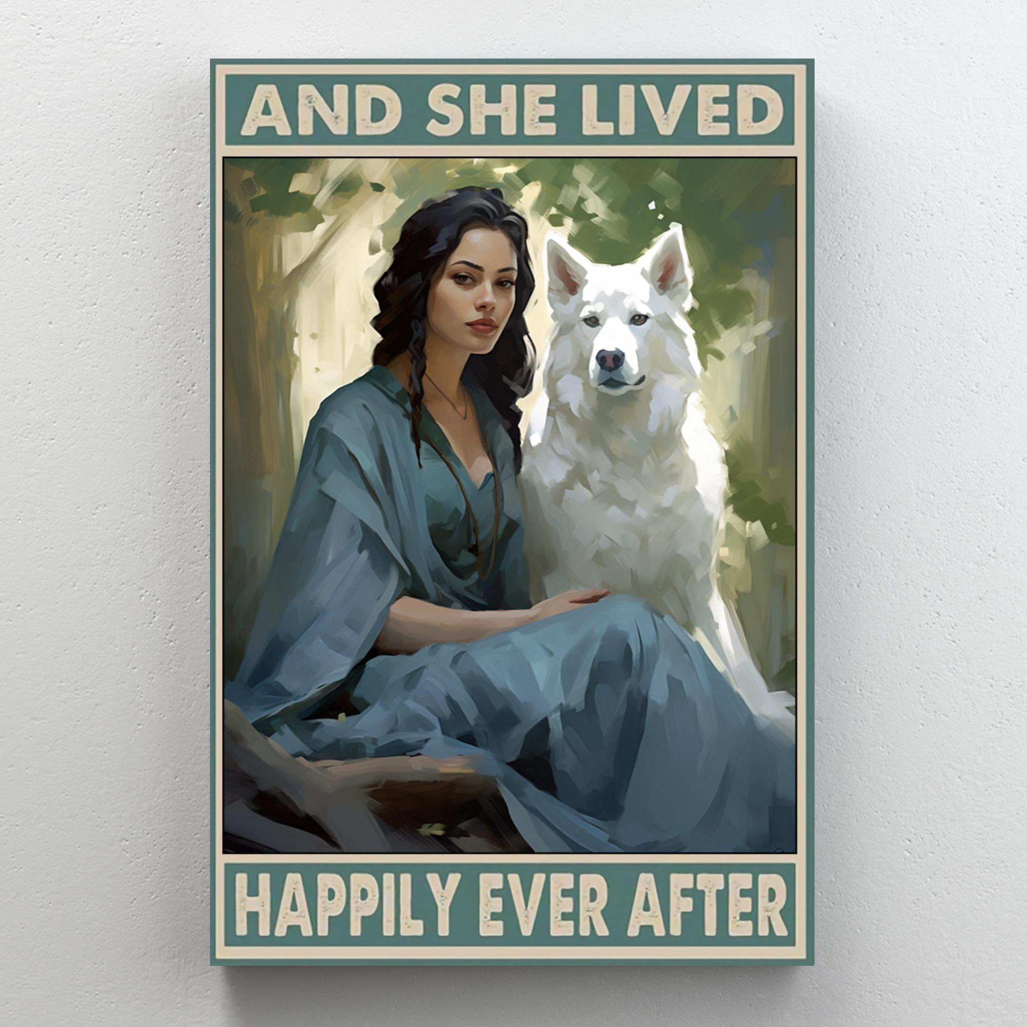 Trinx Lakeisha White Dog And She Lived Happily Ever After On Canvas ...