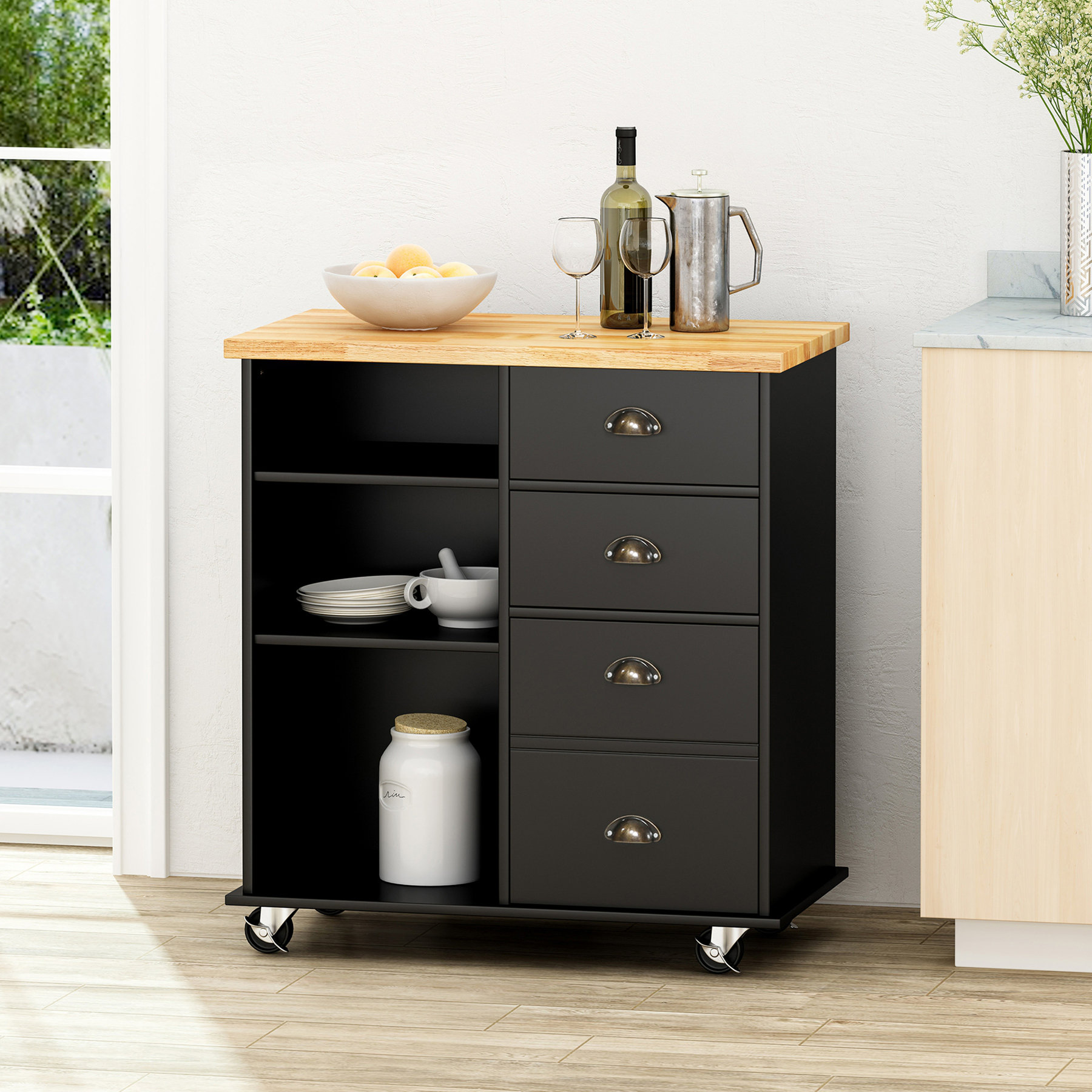Lark Manor™ PROVENCE KITCHEN CART WITH 2 DRAWERS+1 DOOR | Wayfair