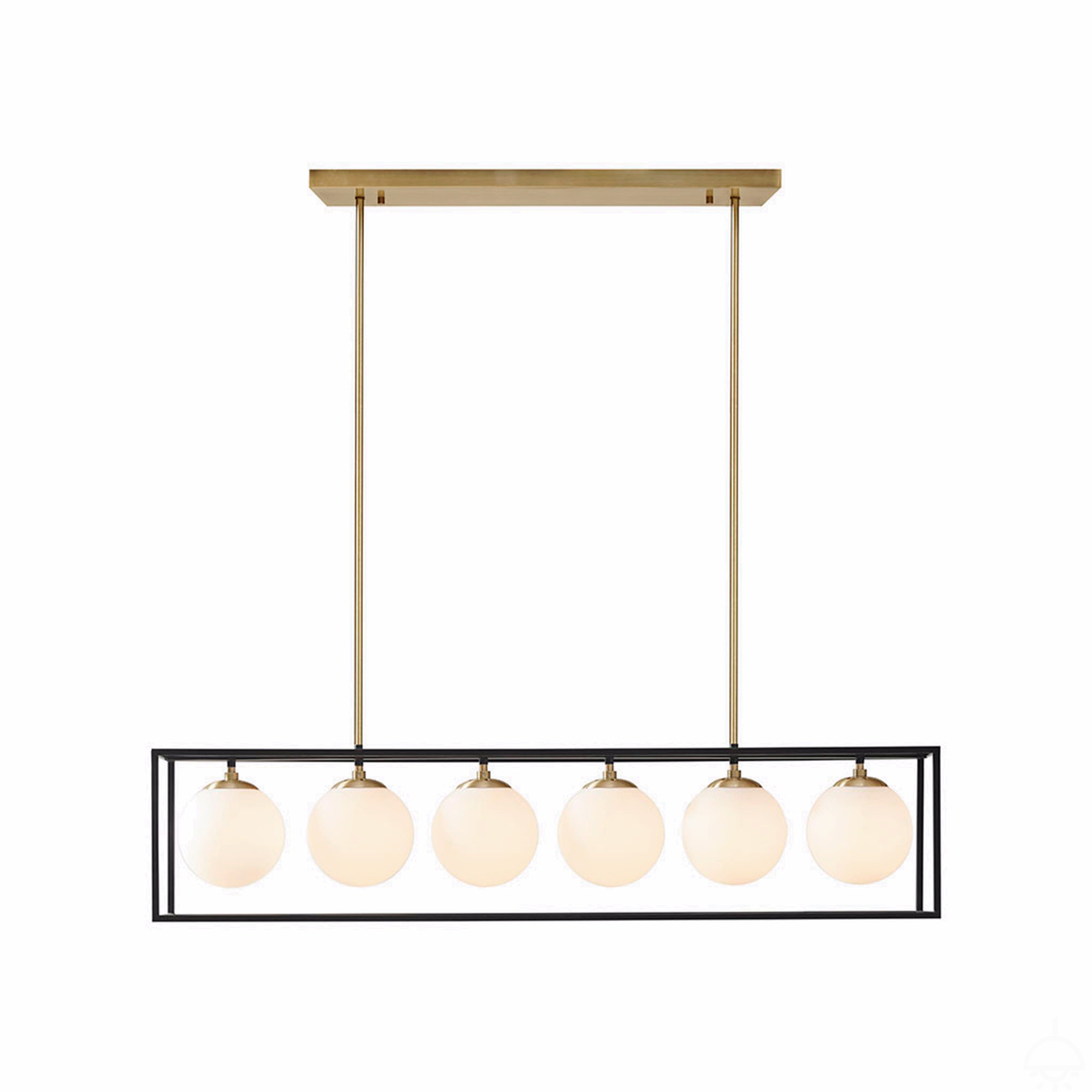 17 Stories Helena 6-Light Frosted Glass Globe Linear Chandelier | Wayfair