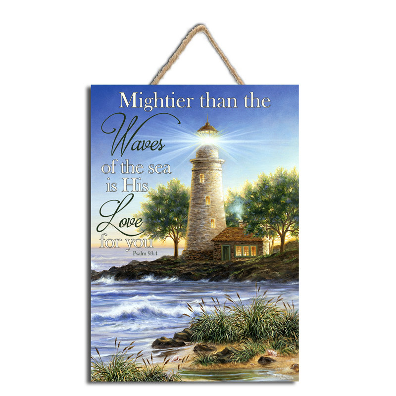 Trinx Lighthouse Wooden Sign with Rope Hanger | Wayfair