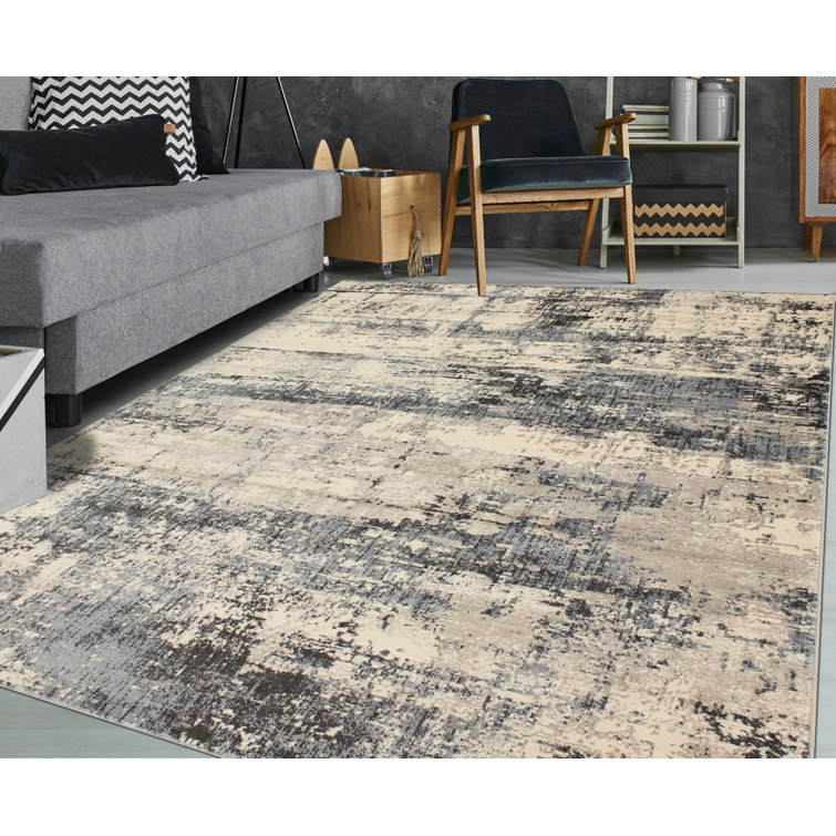 17 Stories Kelson Abstract Ivory/Grey Area Rug & Reviews | Wayfair