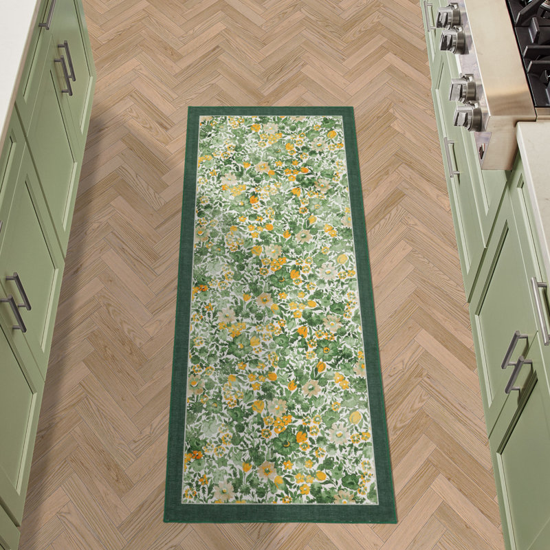 Laura Ashley Loveston Floral Chenille Machine Washable, Slip Resistant ...