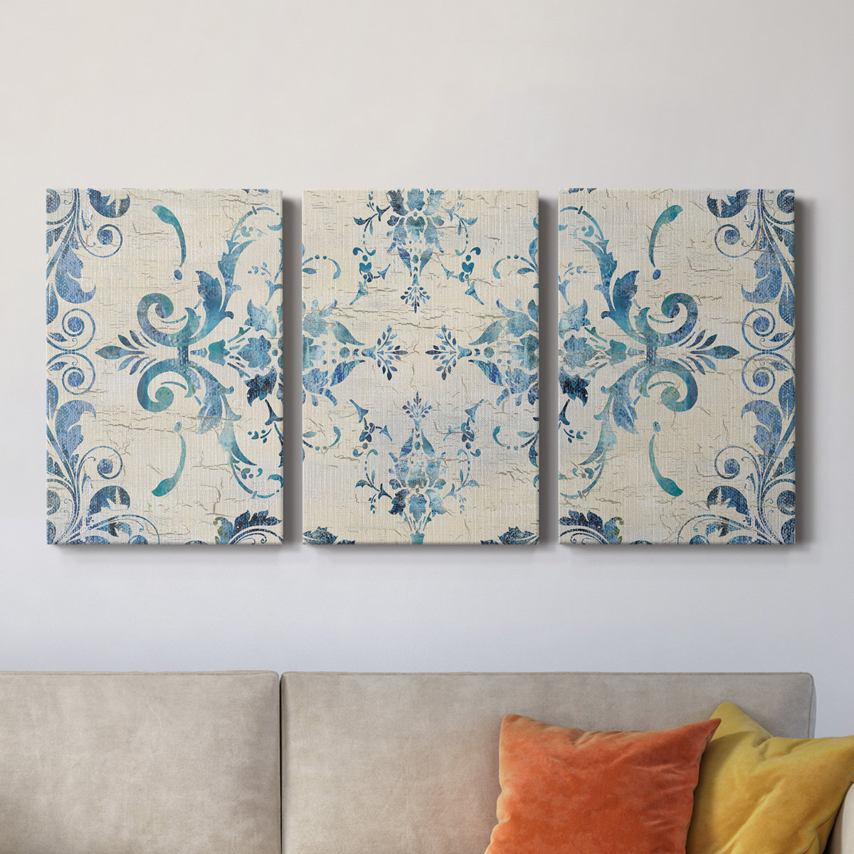 One Allium Way Border Damask- Premium Gallery Wrapped Canvas - Ready To ...