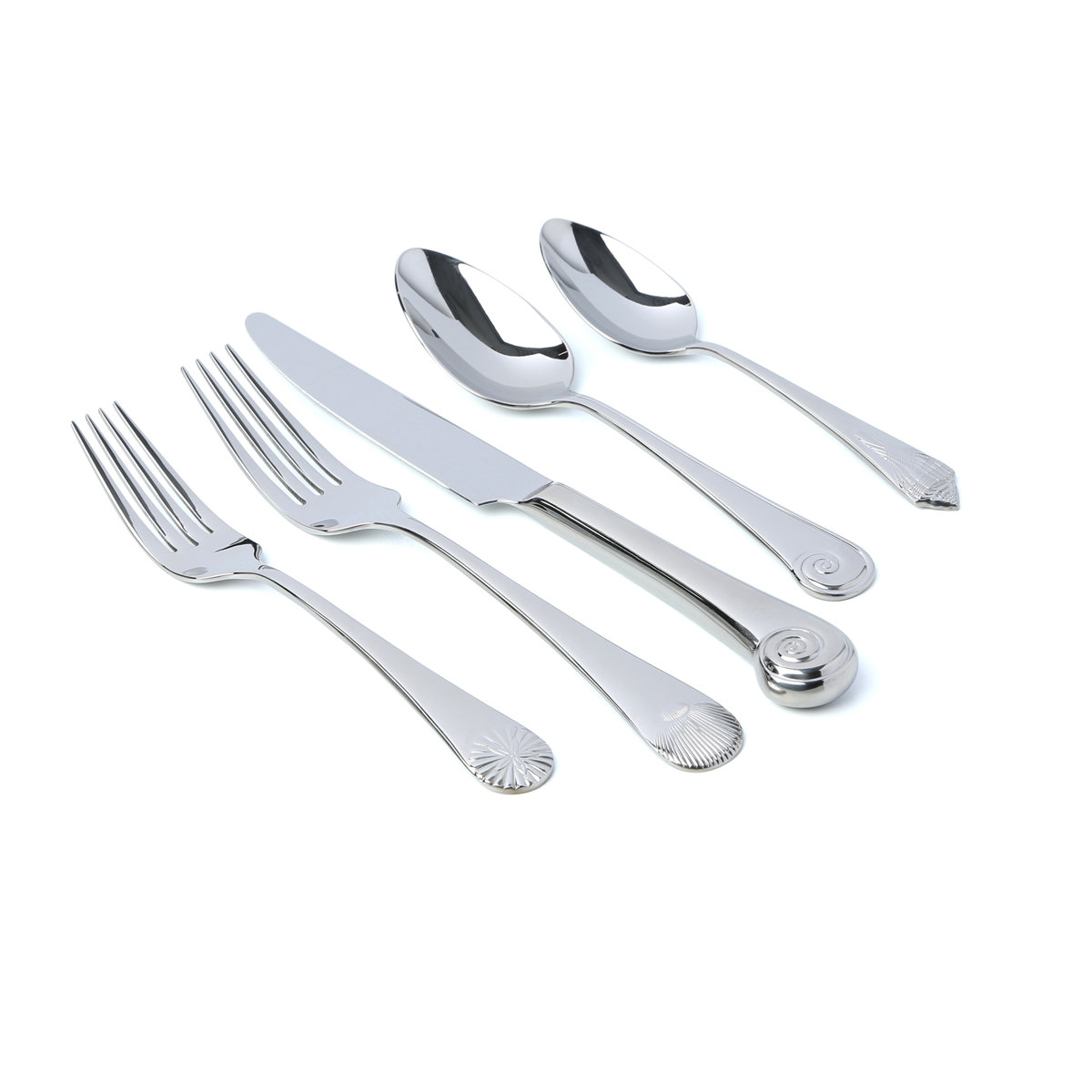 Reed & Barton Sea Shells 5 - Piece Flatware Set, Service for 1 ...