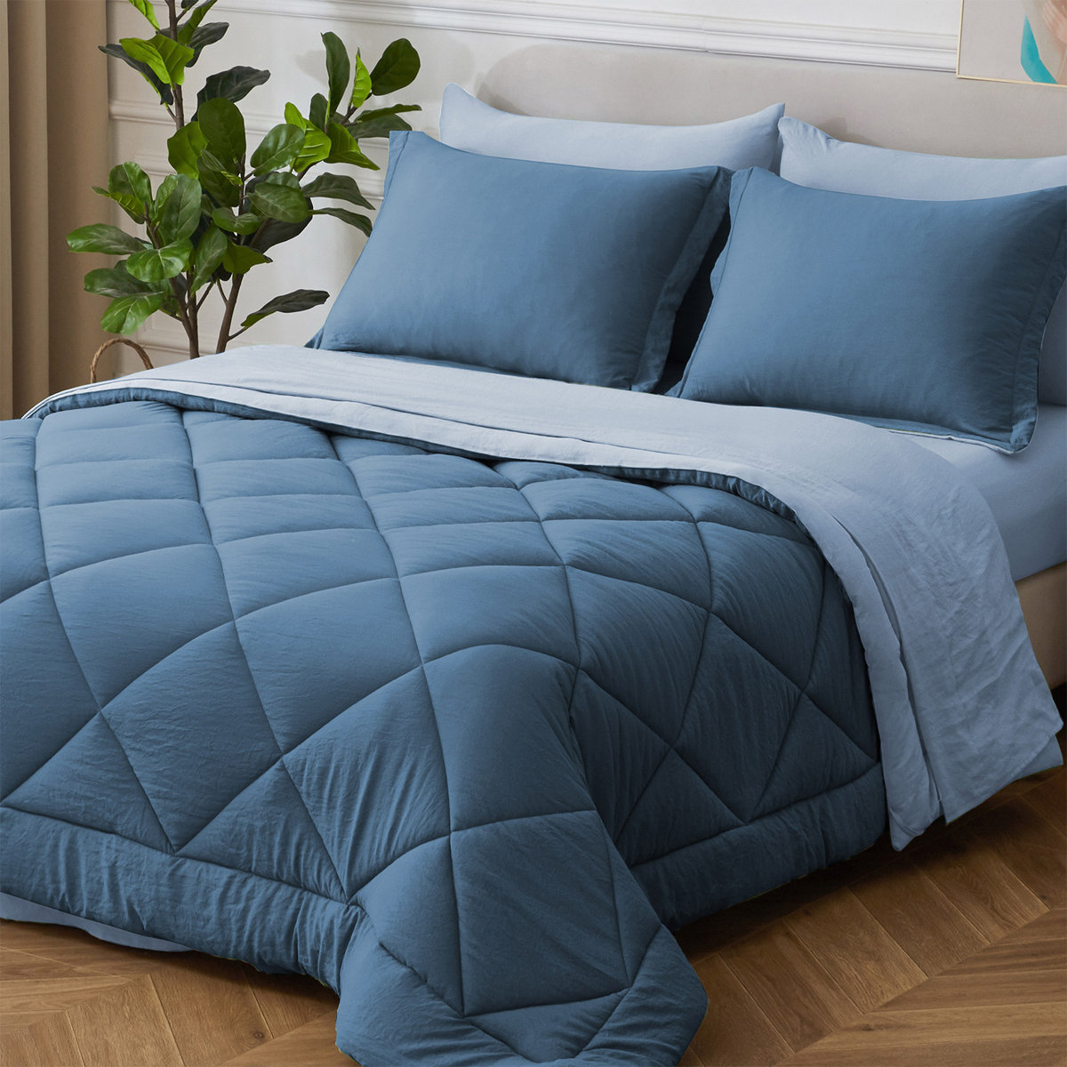 Homechoice International Group 7 Piece Washed Microfiber All Season ...