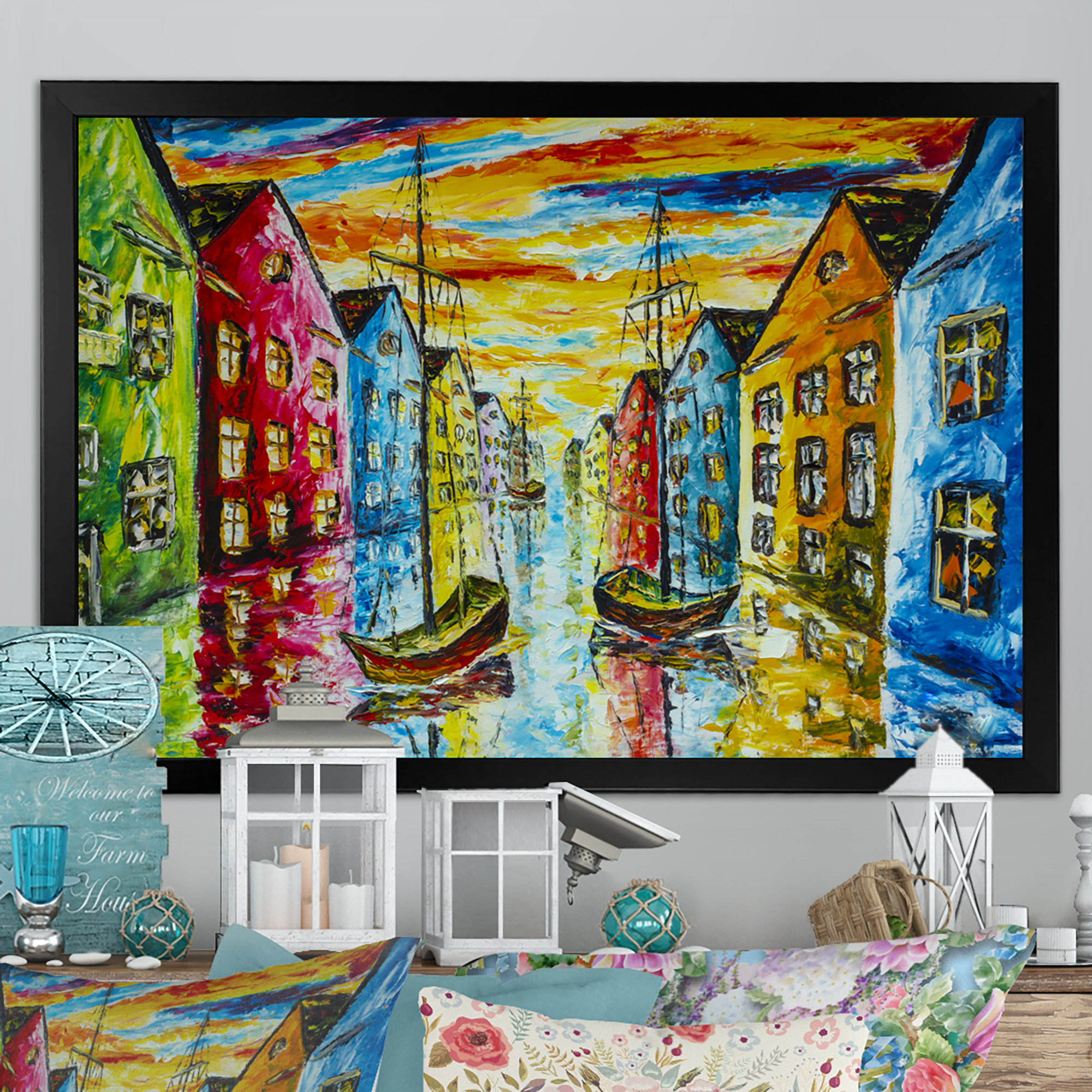 Breakwater Bay Colourful Venice Artwork - French Country Canvas Art ...