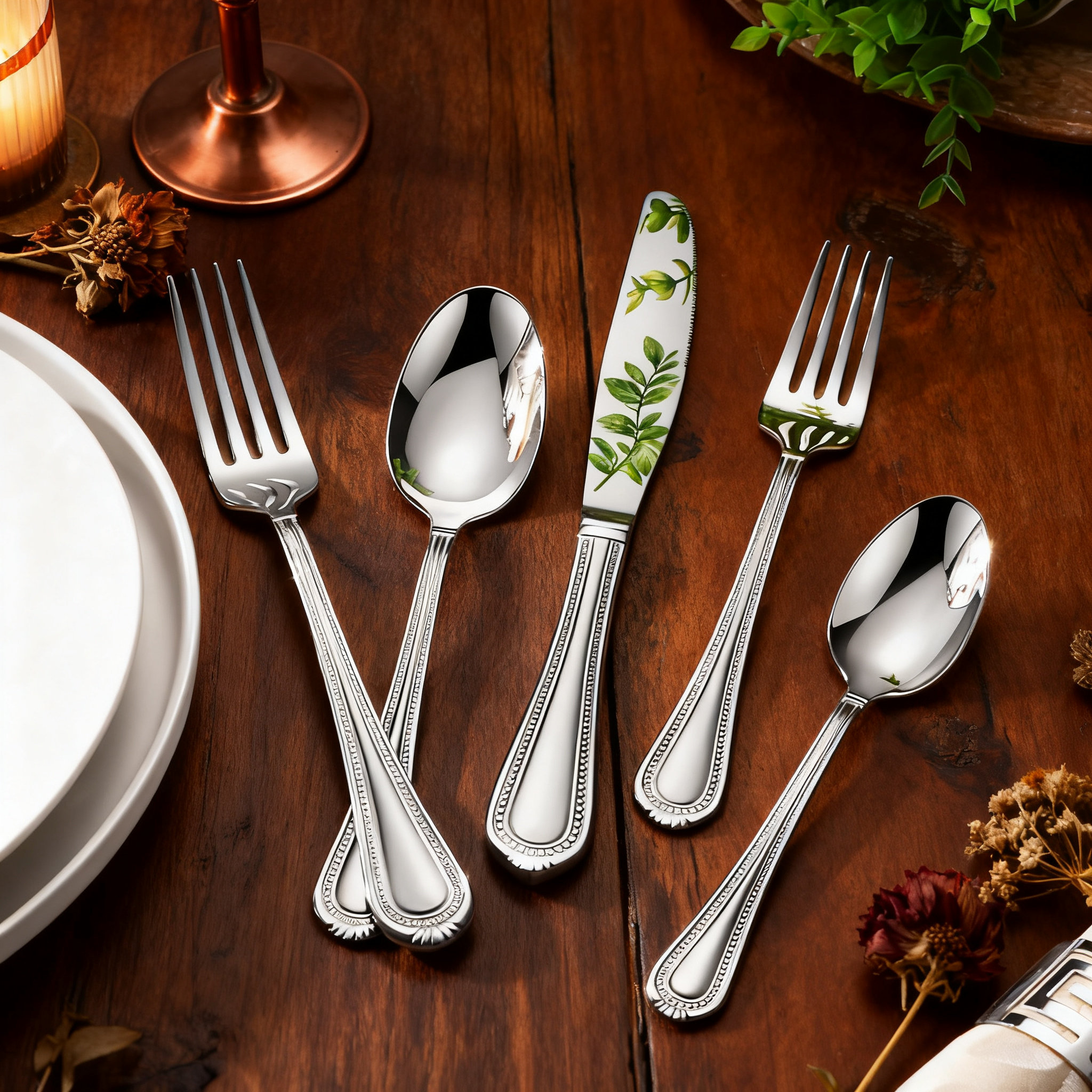 Darby Home Co 40-Piece Flatware Set, 18/10 Stainless Steel Cutlery With ...