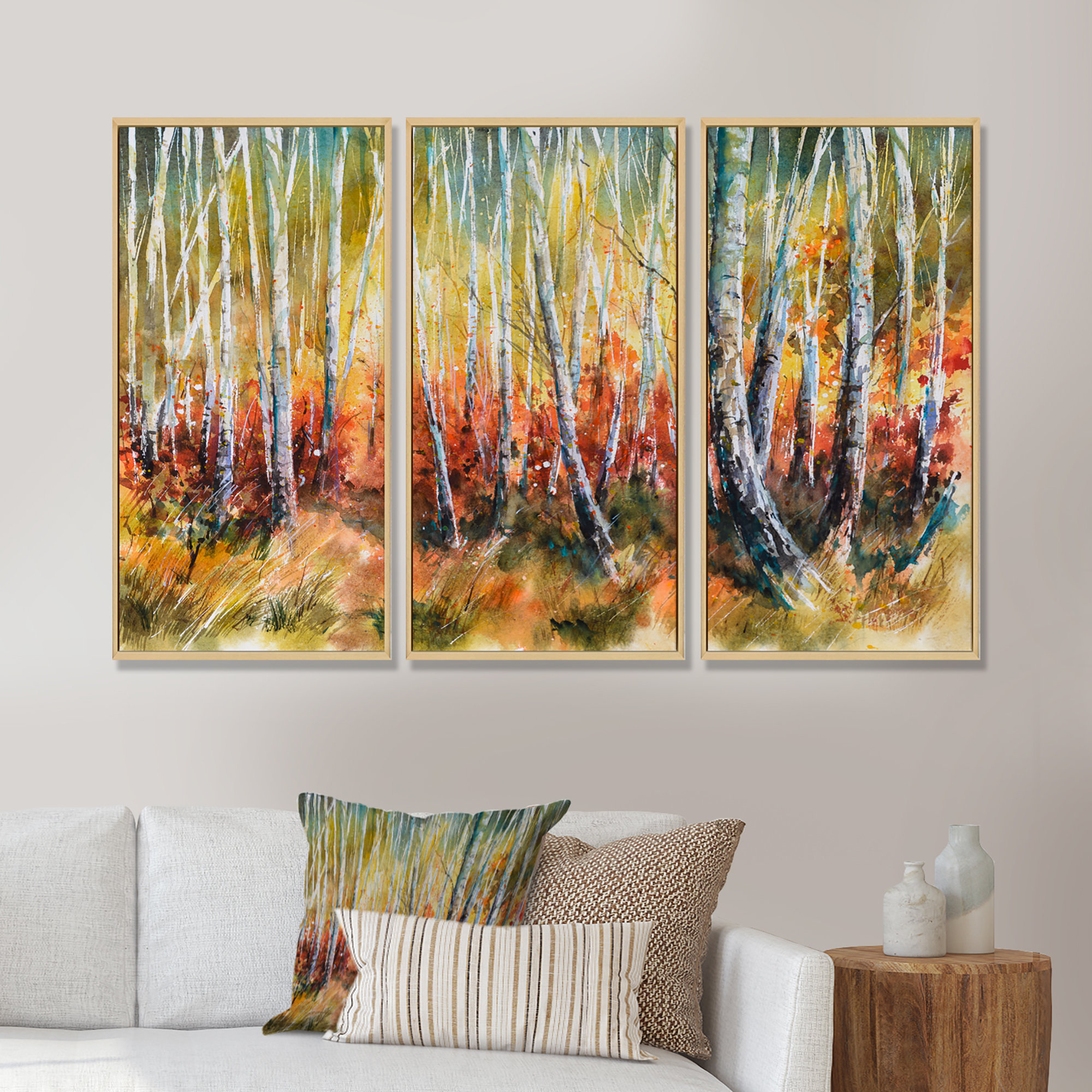 Millwood Pines White Birches In Dense Autumn Forest - Tropical Framed ...