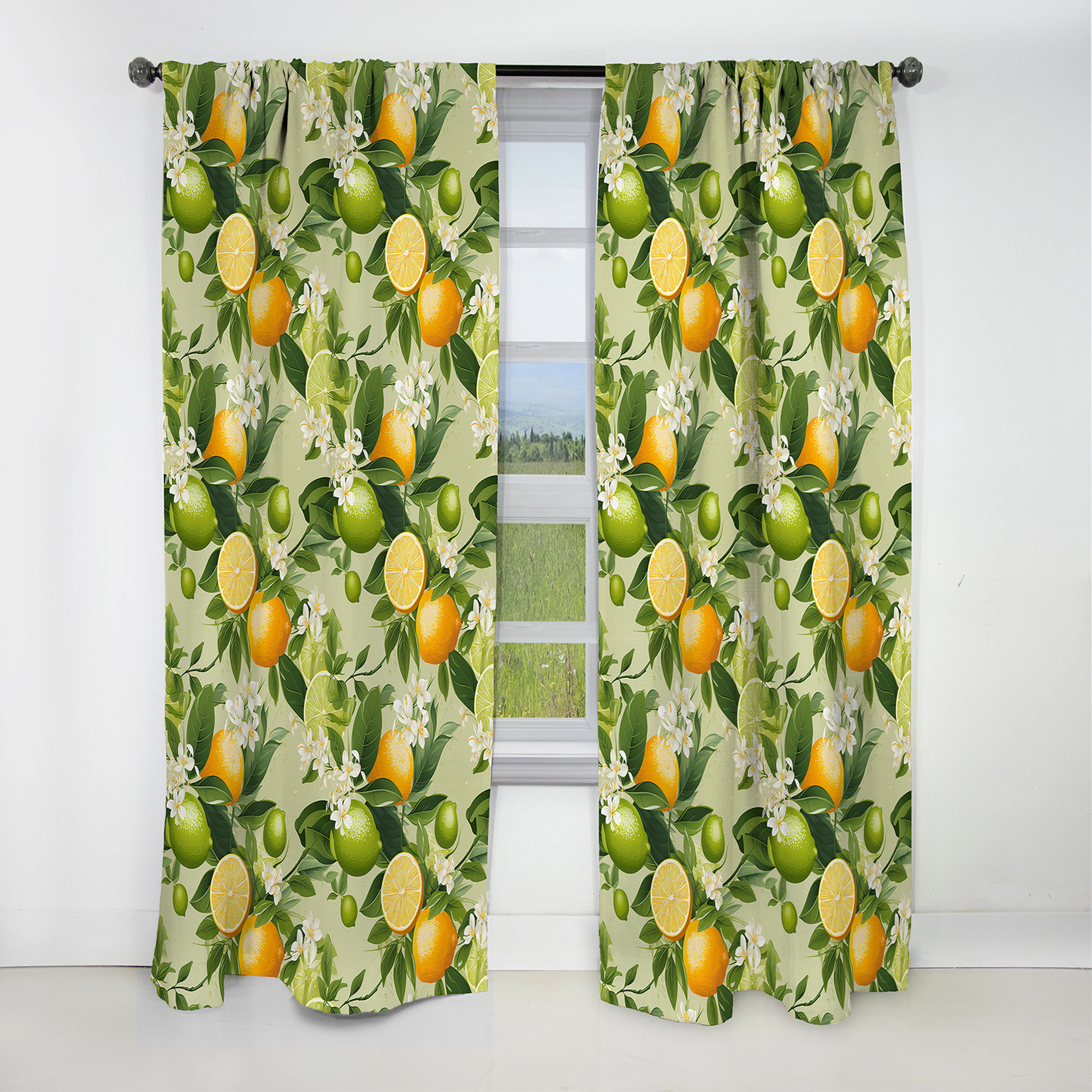 Design Art Citrus Zest Tropical Pattern III - Floral Curtain - Blackout ...