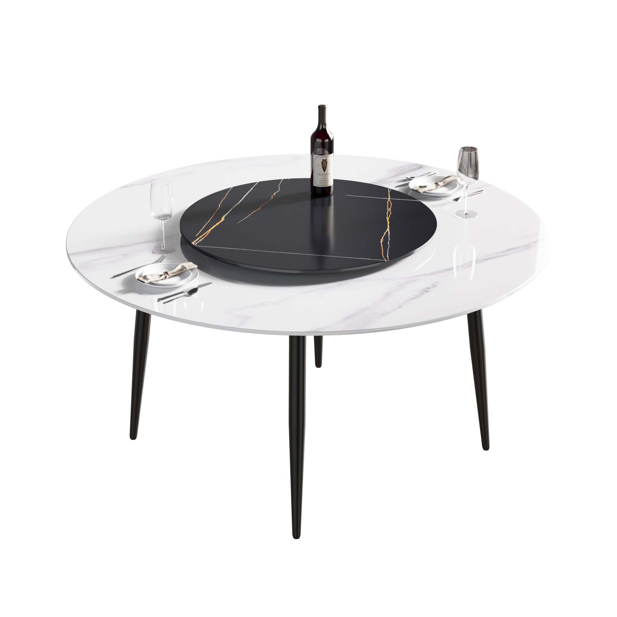 Brayden Studio® Contemporary Man-Made Stone Round Dining Table with ...