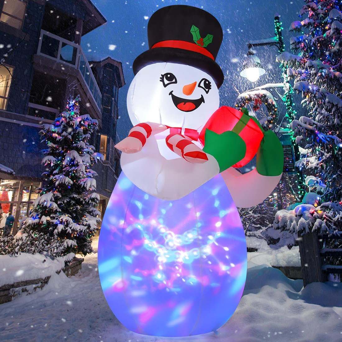 The Holiday Aisle® Christmas Inflatable 6 FT Christmas Snowman with a ...