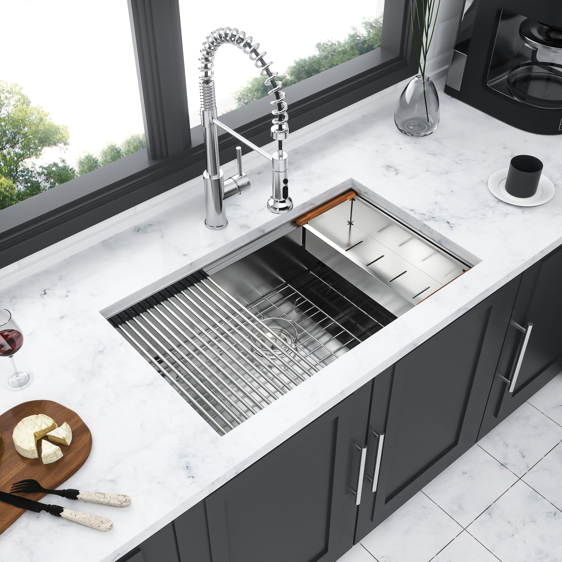 Crafted Palm 19"X10" Stainless Steel Sink - With Drying Rack And ...