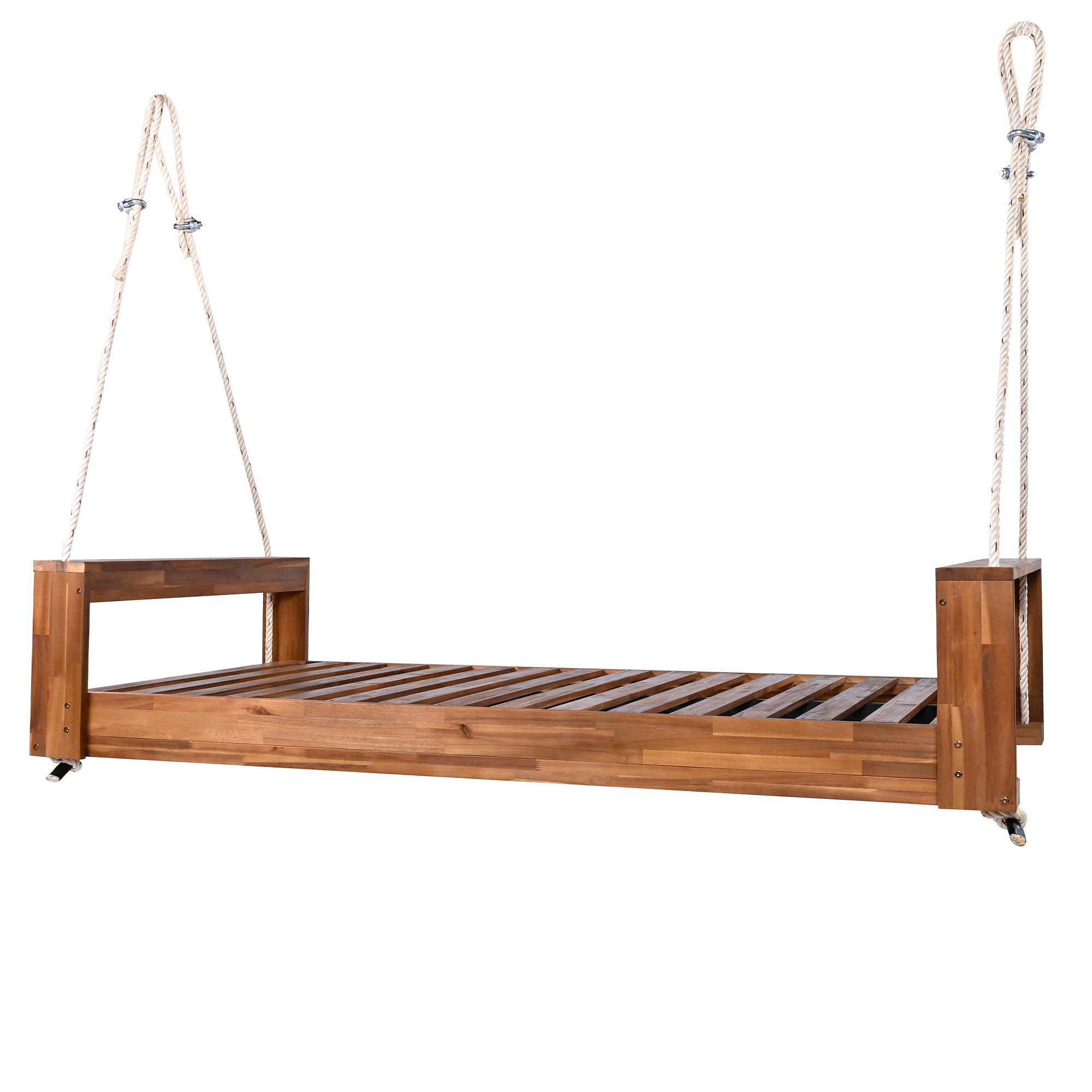 Beachcrest Home™ Holtzclaw Twin Size Rustic Minimalist Porch Swing With ...