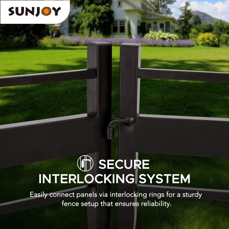 Sunjoy Garden Fence Solar Border Fencing with Waterproof LED Path ...