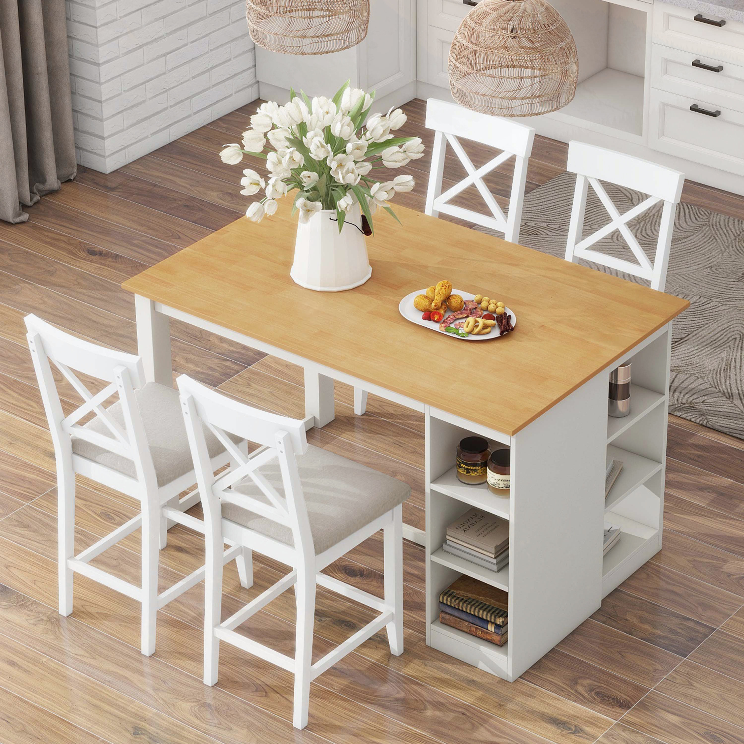 Gracie Oaks 60"Lx30"W Solid Wood Farmhouse Counter Height Dining Table ...
