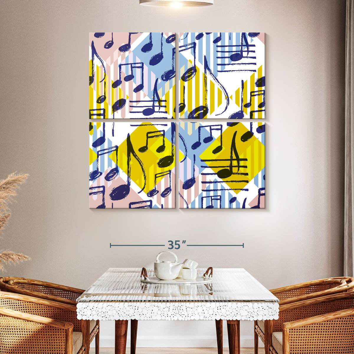 Ebern Designs Abarca Geometric Musical Notes | Wayfair