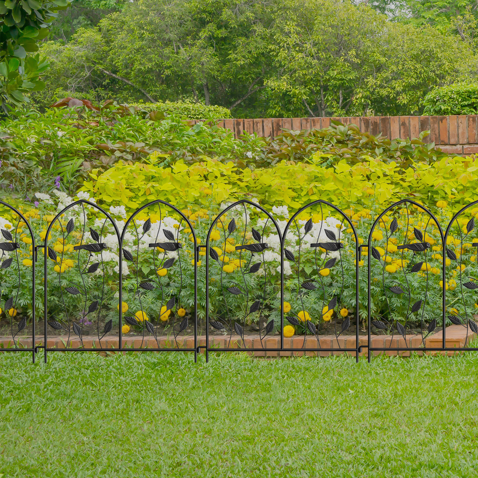 AMOBRO 24" H x 20" W Decorative Garden Fence Panels Metal Fencing ...