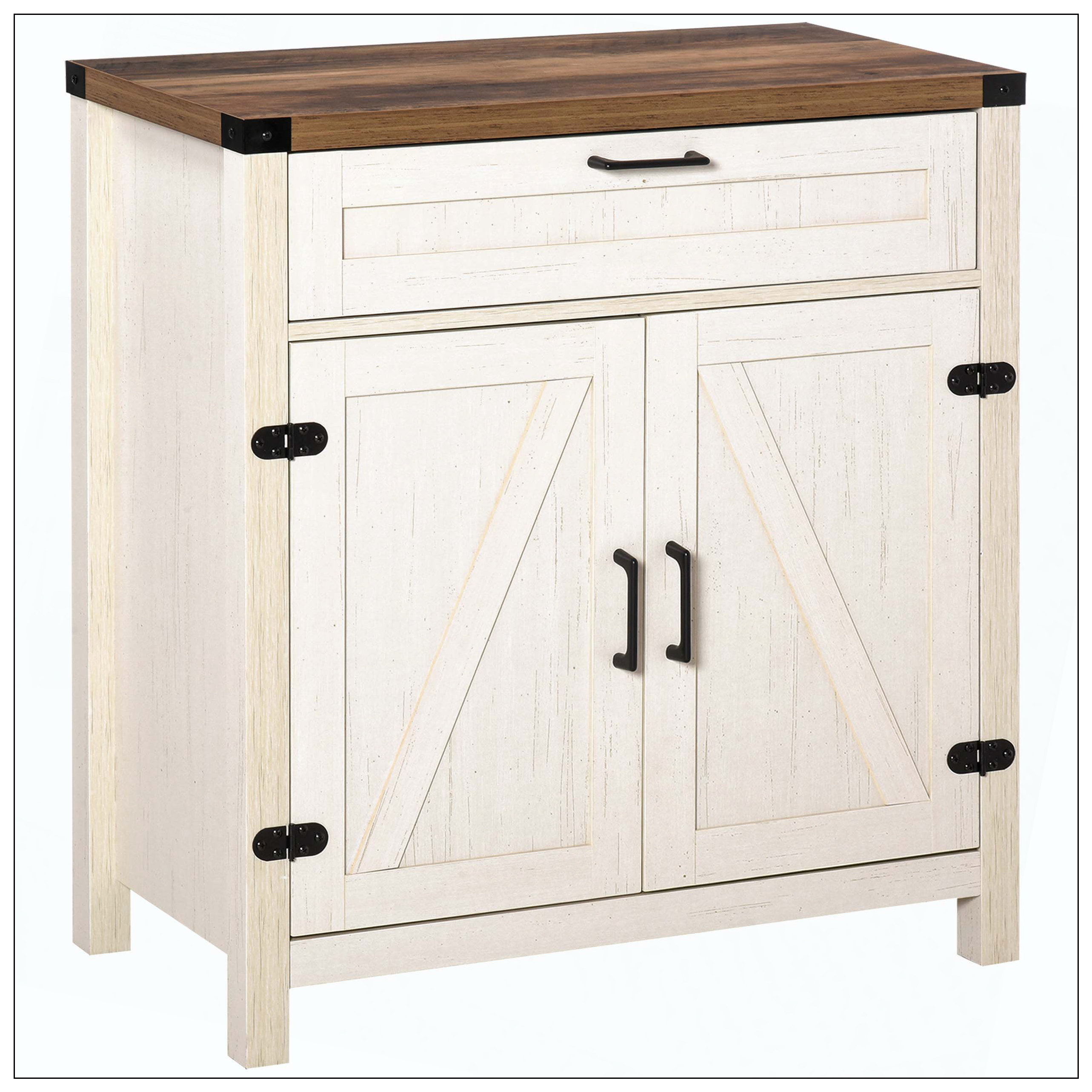 Ophelia & Co. Kitchen Storage Stand Cupboard With Glass Door | Wayfair