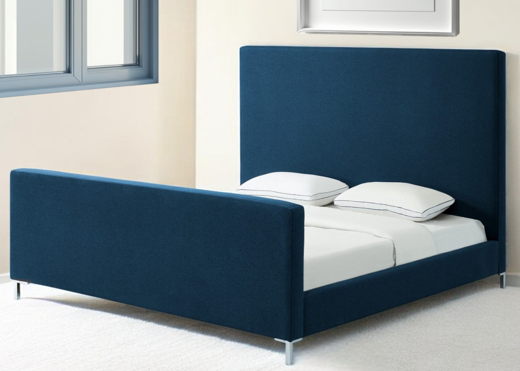 HomeRoots Denim Blue Solid Wood King Upholstered Linen Bed - Wayfair Canada