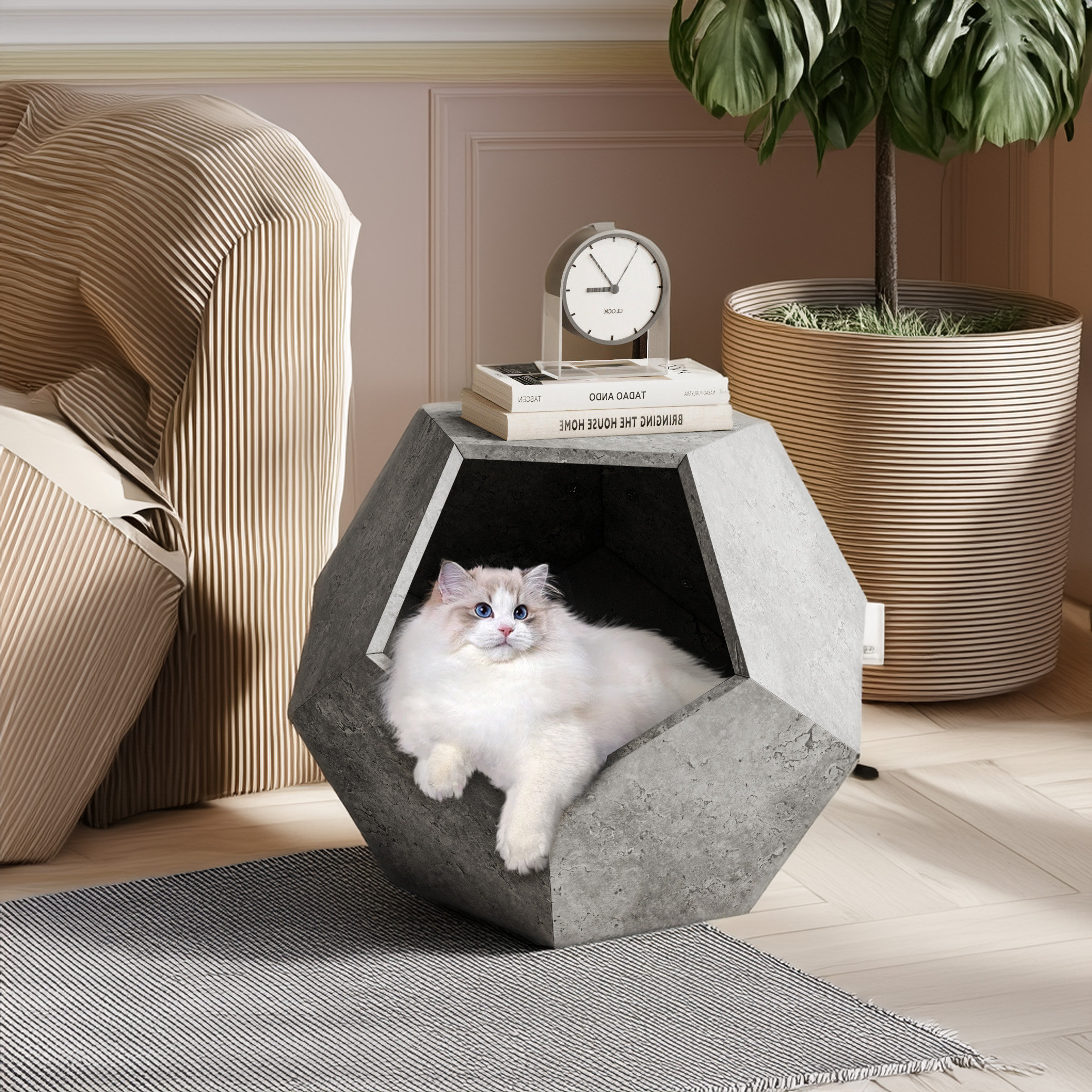 Ebern Designs 25.98"H Modern Pet Furniture Cat Litter Side Table | Wayfair