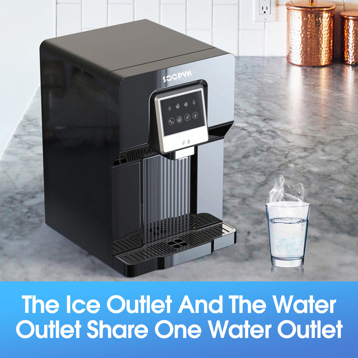 Soopyk Countertop Bottleless Water Dispenser Ice Maker with Water Line ...