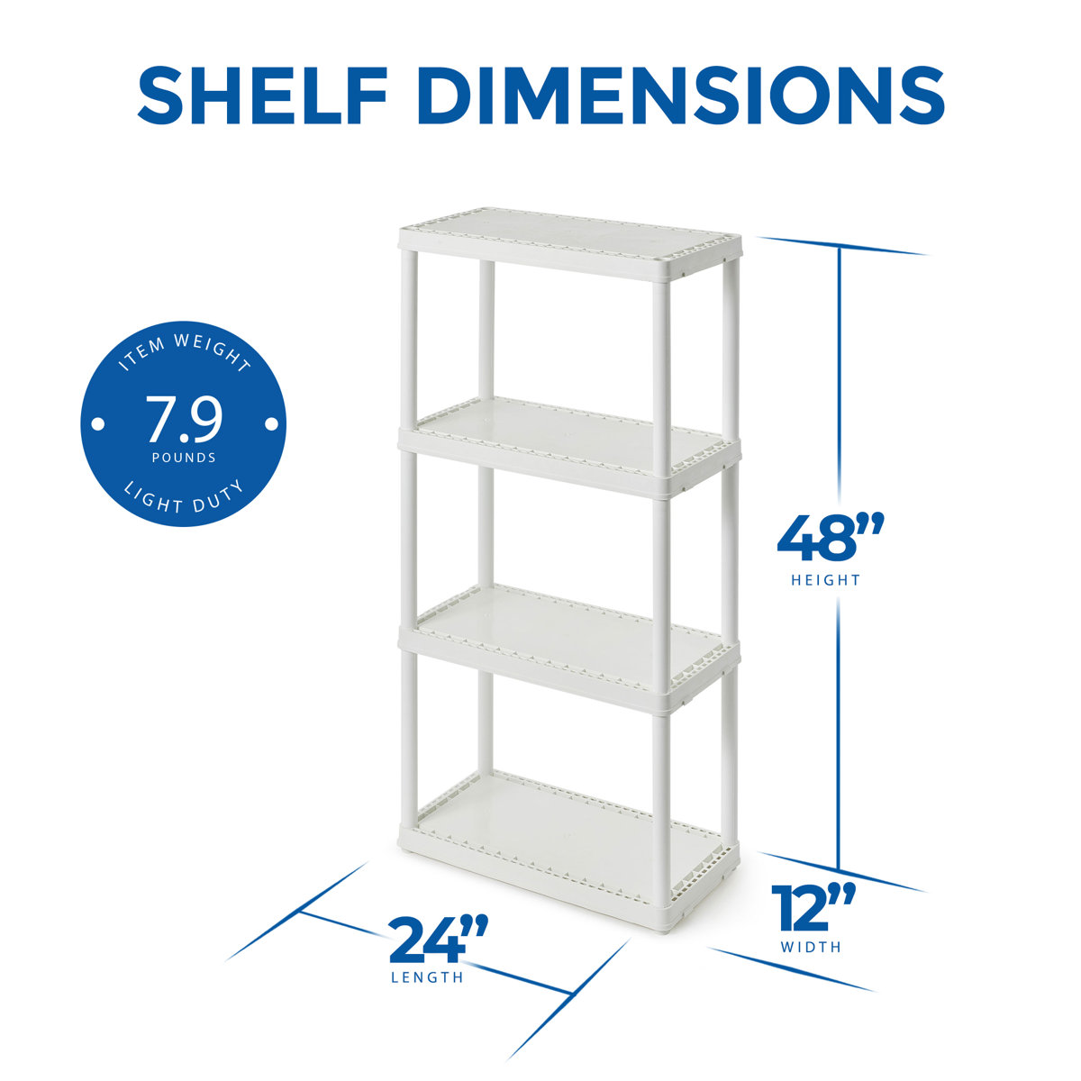 Gracious Living Storage Gracious Living 4 Shelf Fixed Height Solid ...