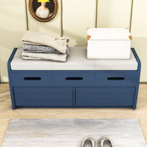 Lark Manor™ Careyann Rustic Wood Storage Bench with Removable Cushion ...