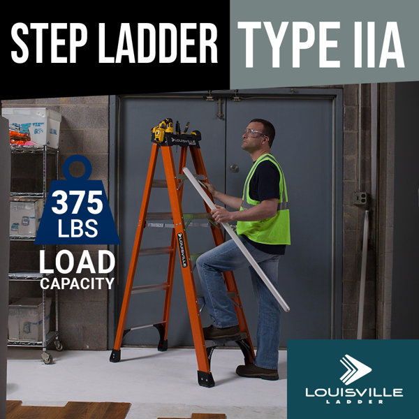 Louisville Ladder 12 ft. Fiberglass Step Ladder with 375 lbs. Load ...
