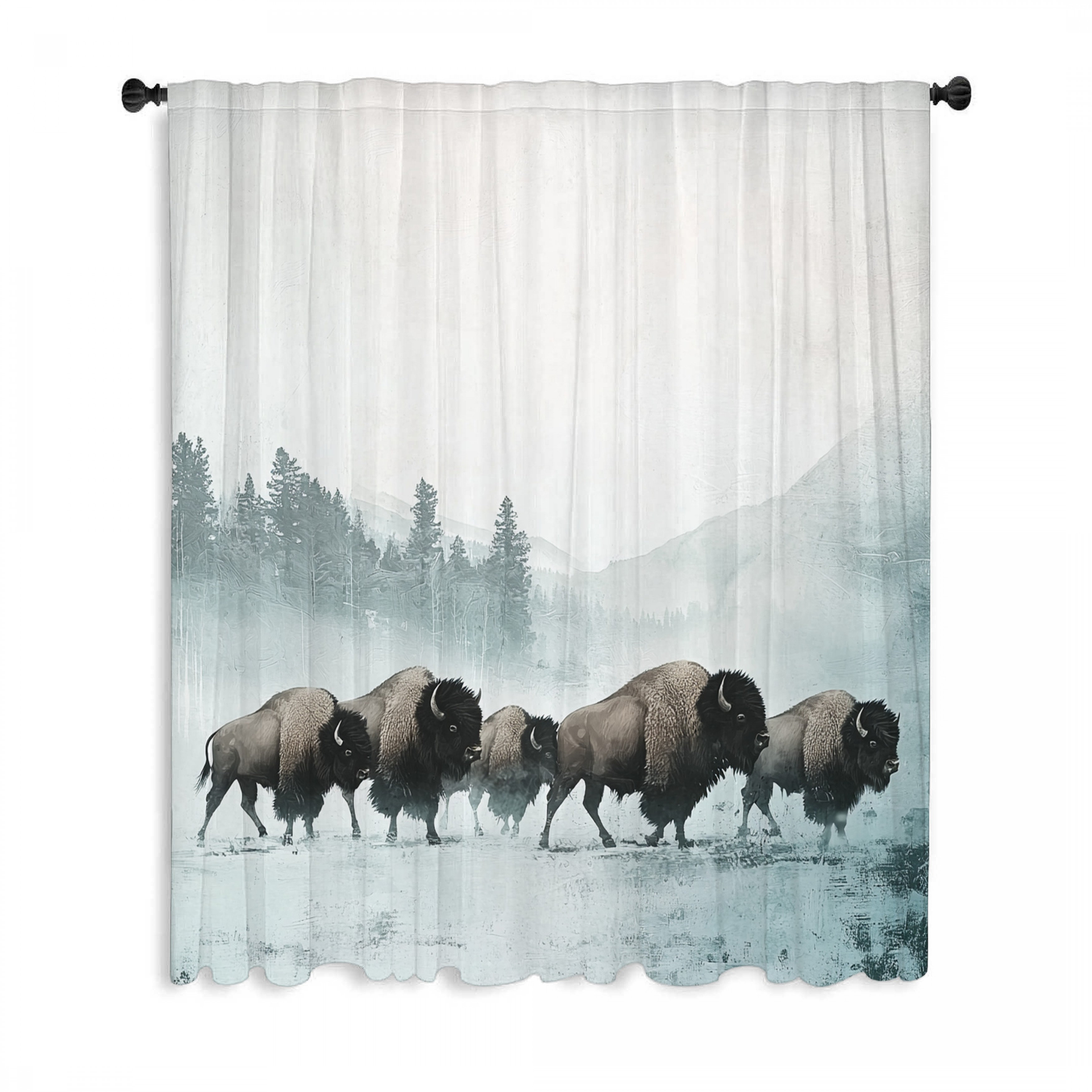 Orren Ellis Bison Window Curtains, Animal Blockout & Sheer Curtains - 1 ...