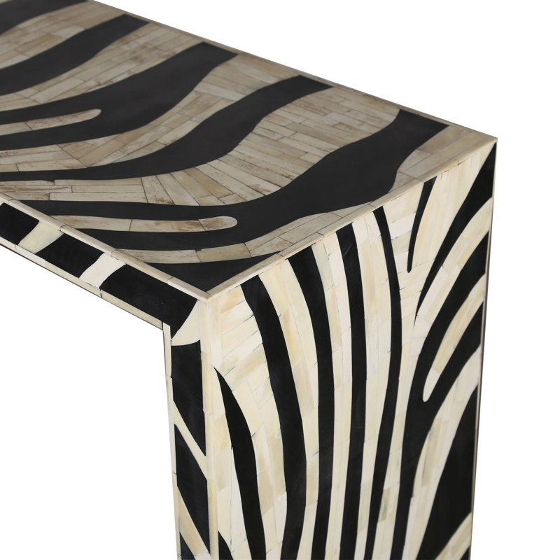 Mercer41 Dean Alexandria 54" Console Table With Bone Inlay In A Zebra ...