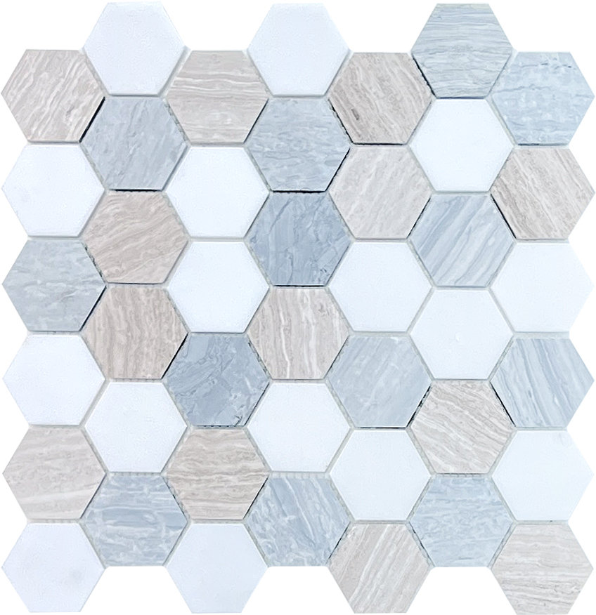 Belluno Designs Opal 2" x 2" Marble Honeycomb Mosaic Wall & Floor Tile ...